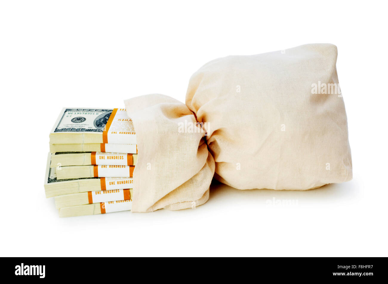 Sacks of money isolated on the white Stock Photo - Alamy
