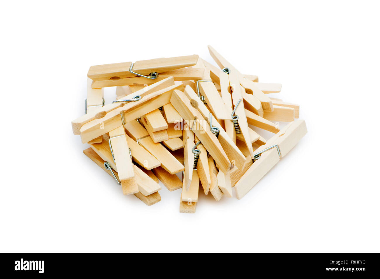 Various pegs isolated on the white background Stock Photo - Alamy