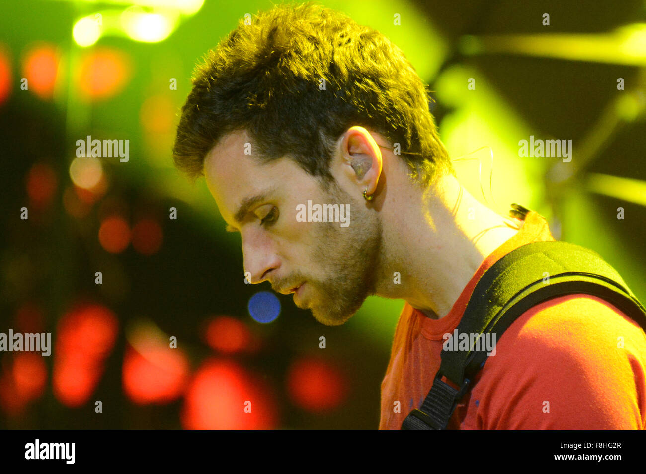Offenbach, Germany. 8th Dec, 2015. Guy Berryman of Coldplay performs ...