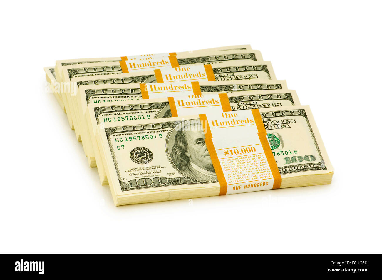 Stack of dollars isolated on the white Stock Photo - Alamy