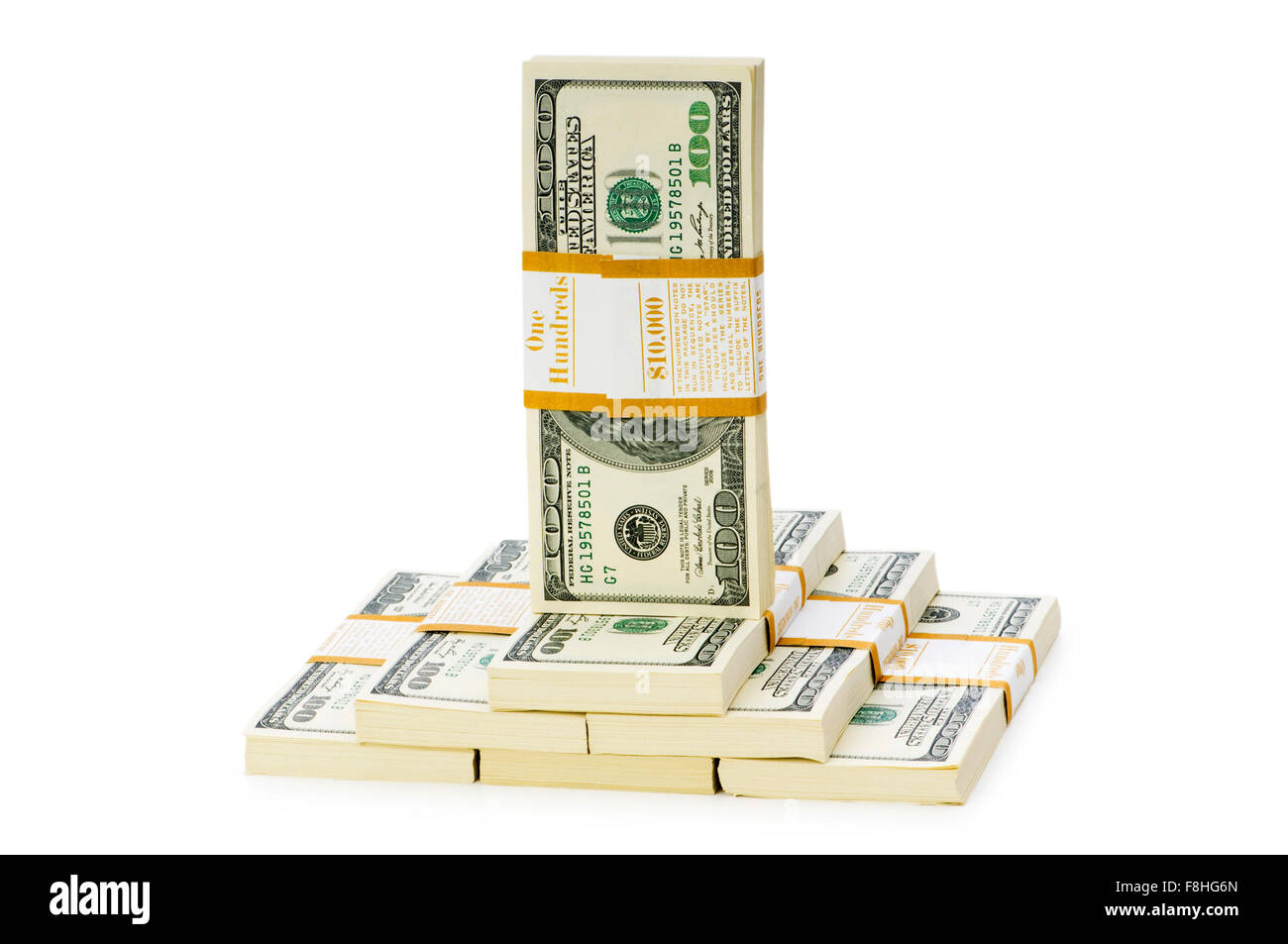 Stack of dollars isolated on the white Stock Photo - Alamy