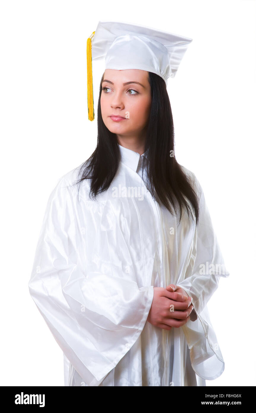 Young graduate isolated on the white background Stock Photo - Alamy