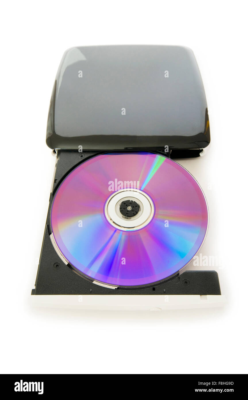 External dvd drive isolated on the white Stock Photo - Alamy