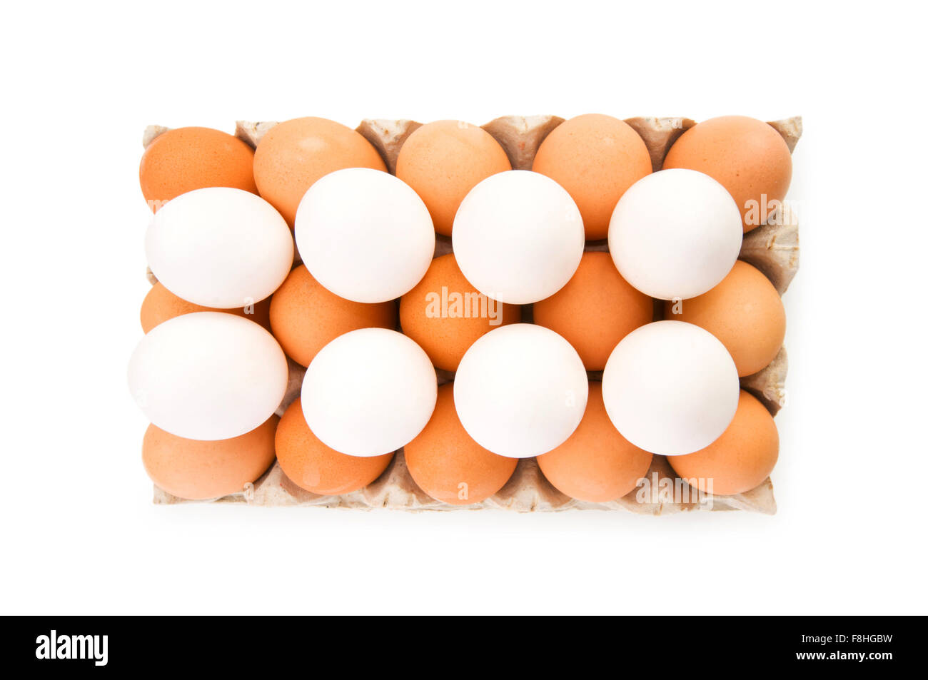Lots of eggs in the carton isolated on white Stock Photo - Alamy