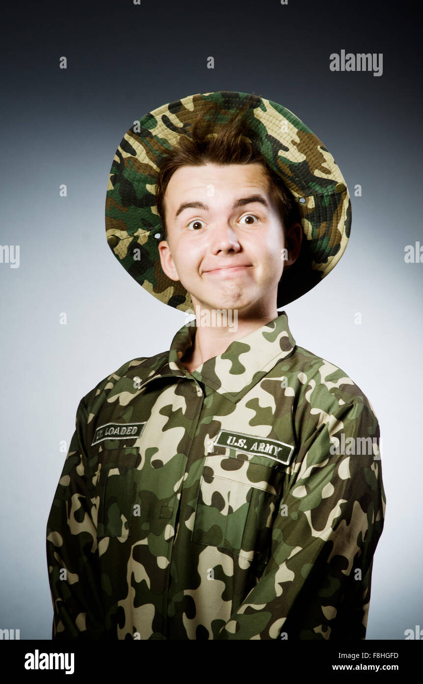 Funny soldier in military concept Stock Photo - Alamy