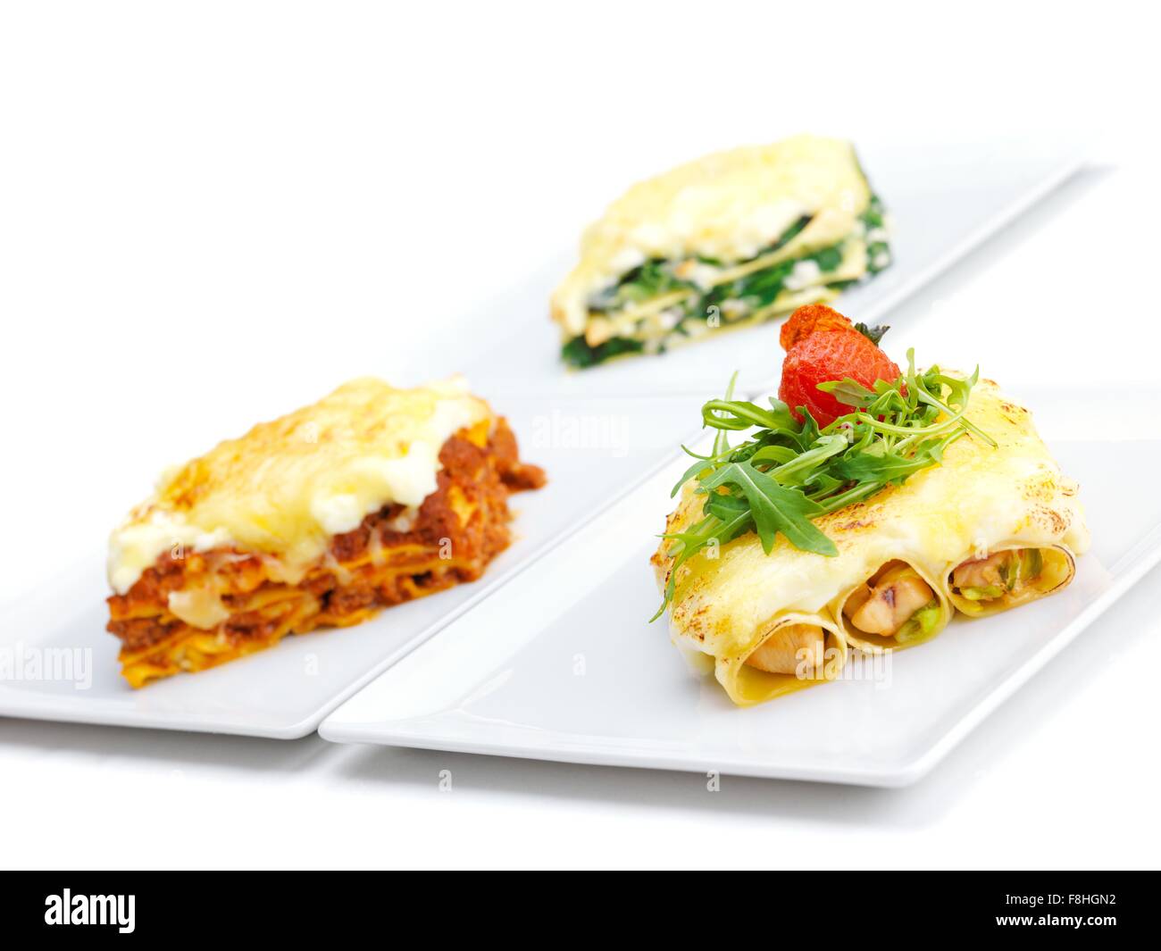 Homemade beef lasagne and salad Cut Out Stock Images & Pictures - Alamy
