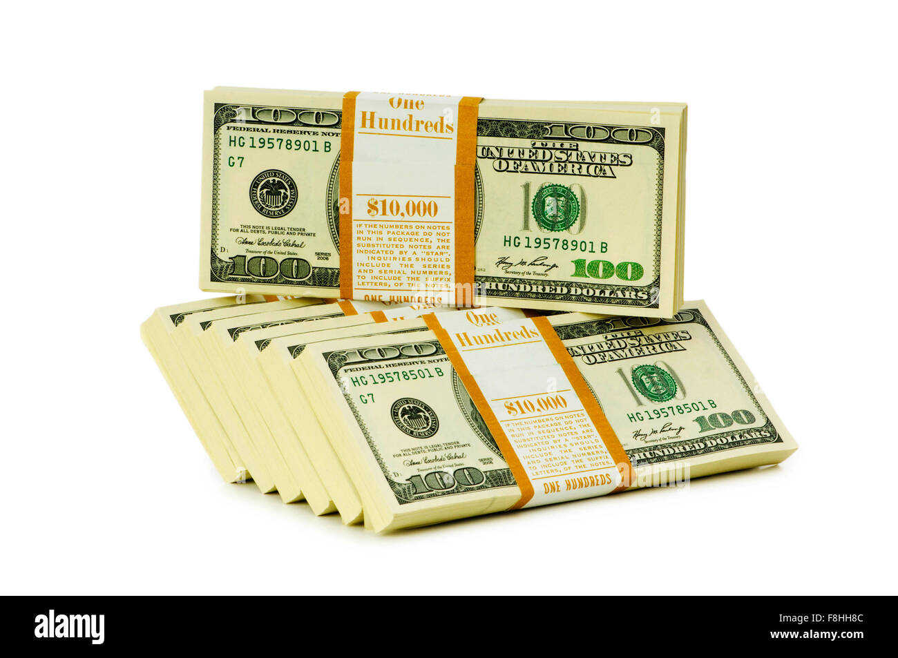 Stack of dollars isolated on the white Stock Photo - Alamy