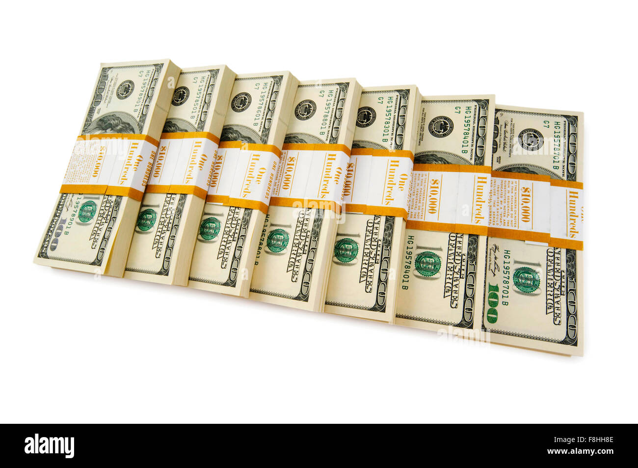 Stack of dollars isolated on the white Stock Photo - Alamy