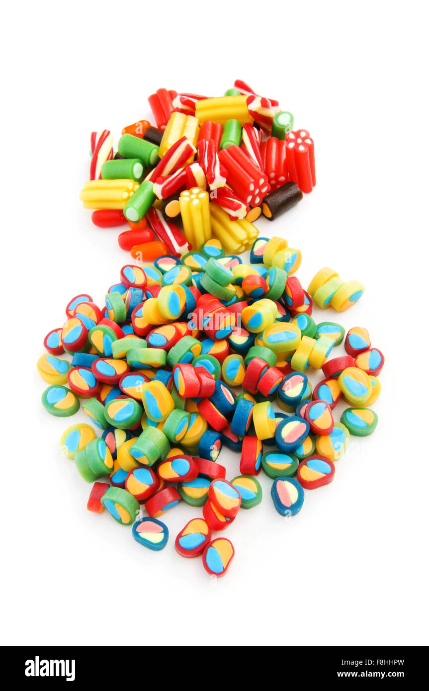 Colourful sweets isolated on the white background Stock Photo - Alamy