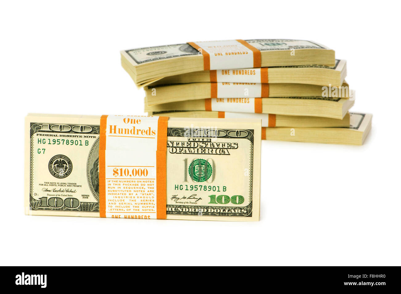 Stack of dollars isolated on the white Stock Photo - Alamy