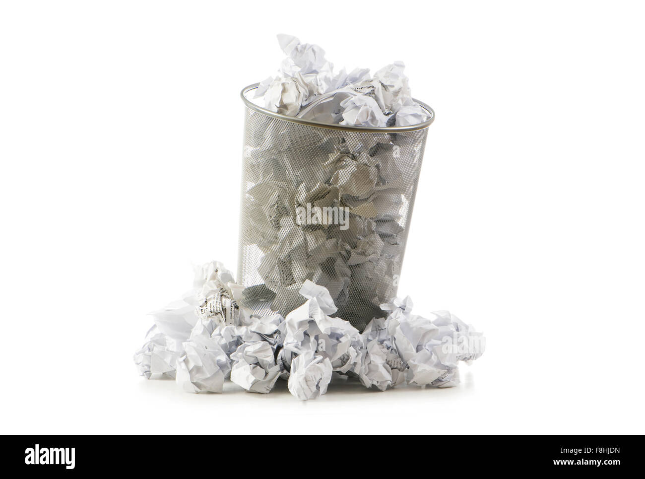Garbage bin with paper waste isolated on white Stock Photo - Alamy