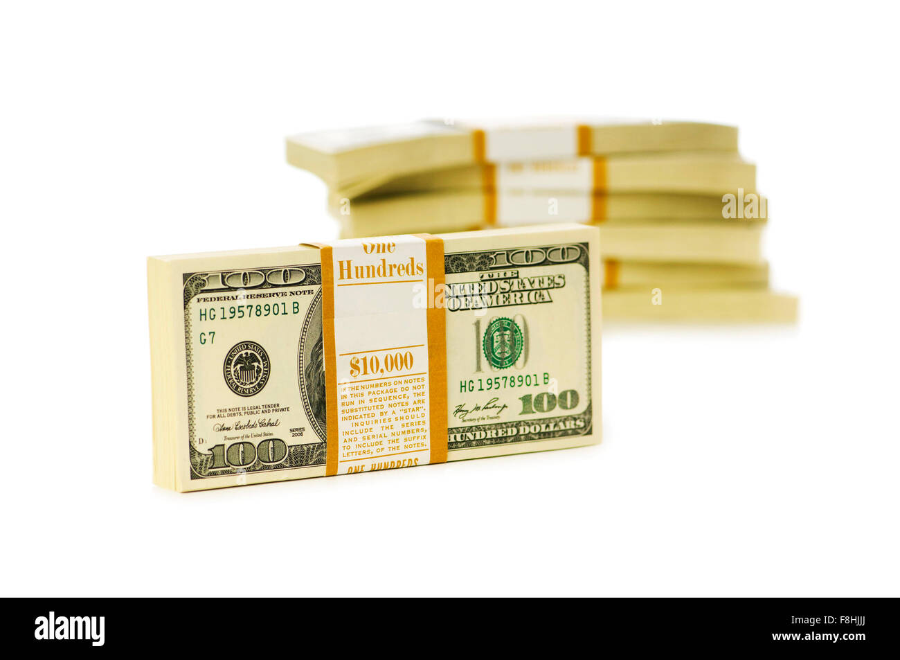 Stack of dollars isolated on the white Stock Photo - Alamy