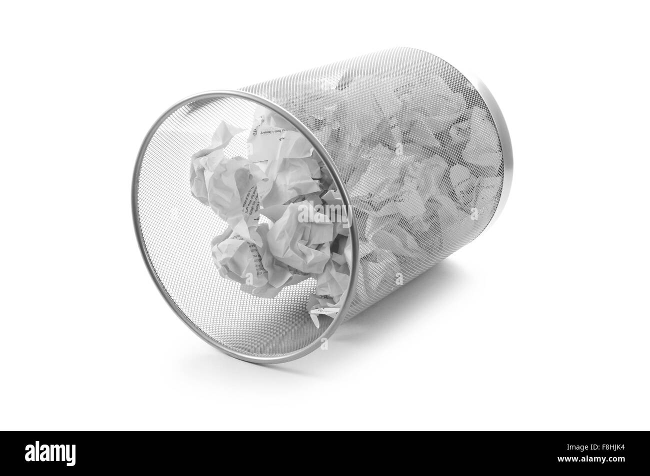 Garbage bin with paper waste isolated on white Stock Photo - Alamy