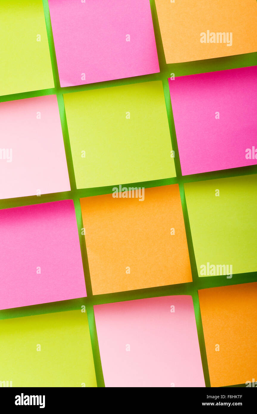 Reminder notes on the bright colorful paper Stock Photo - Alamy