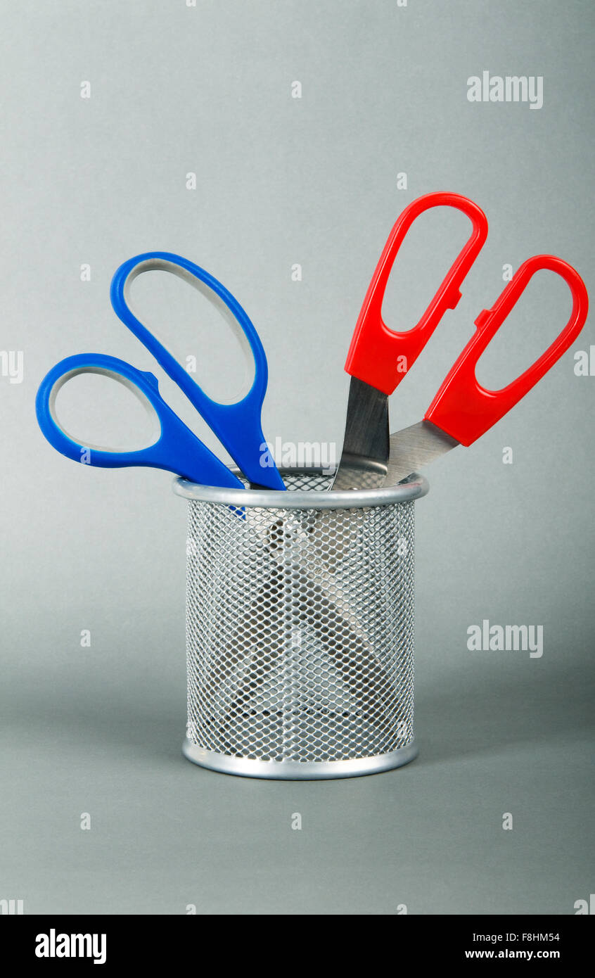 Colorful scissors on the color paper background Stock Photo - Alamy
