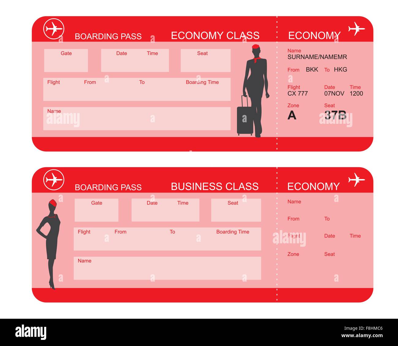 Vector Image Of Airline Boarding Pass Tickets Stock Vector Image And Art