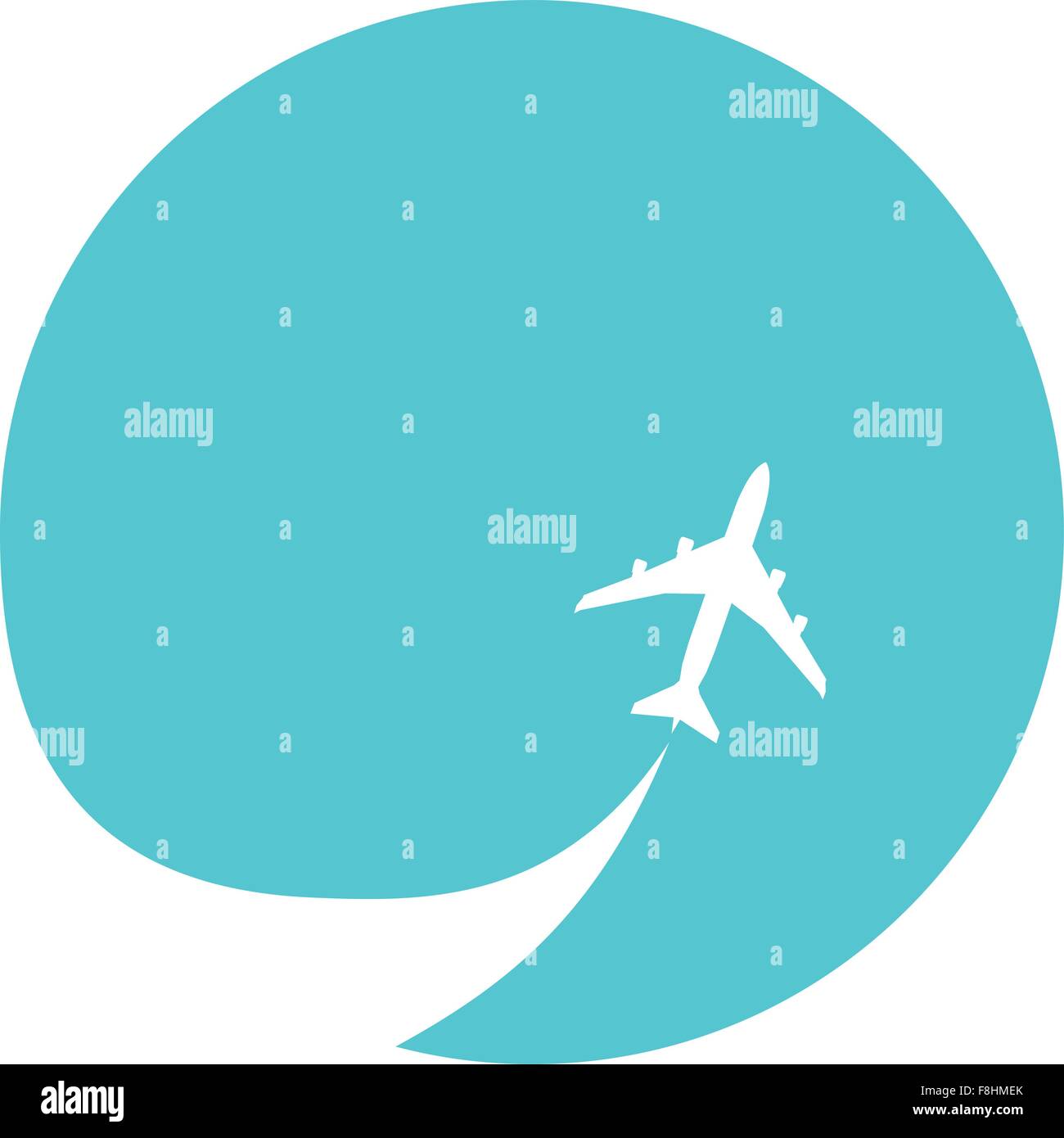 vector image of white silhouette of jet airplane with four engines ...