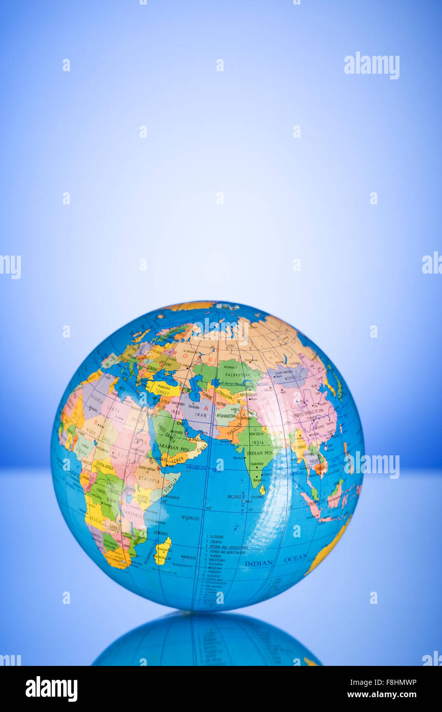 Globalisation concept - globe against gradient colorful background ...