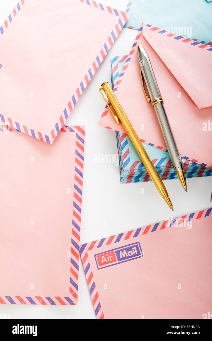 Mail concept with many envelopes on the table Stock Photo - Alamy