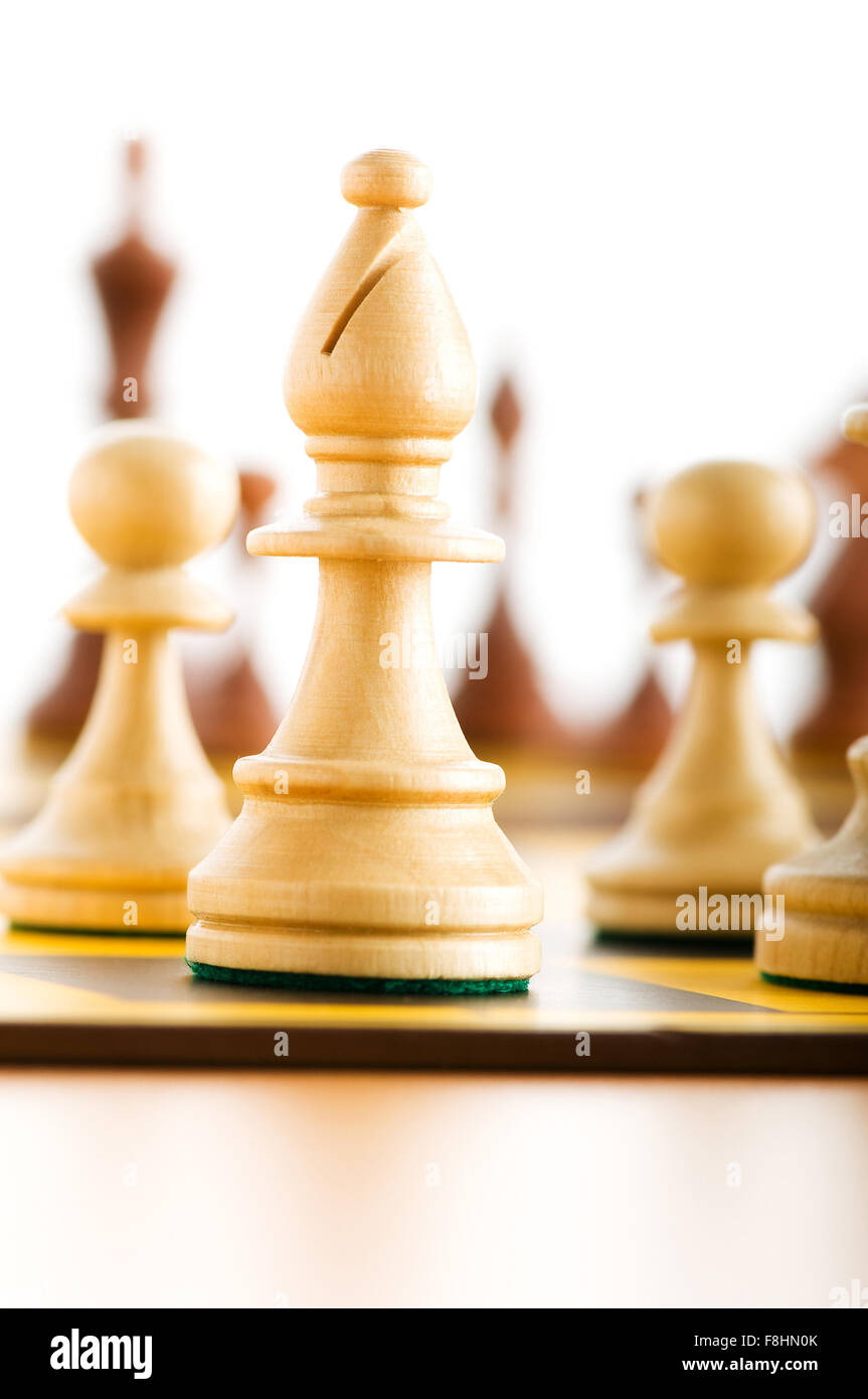 Set of chess figures on the playing board Stock Photo - Alamy