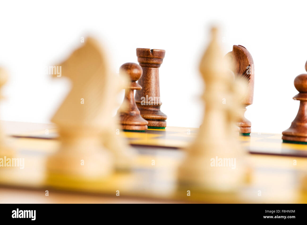 Set of chess figures on the playing board Stock Photo - Alamy