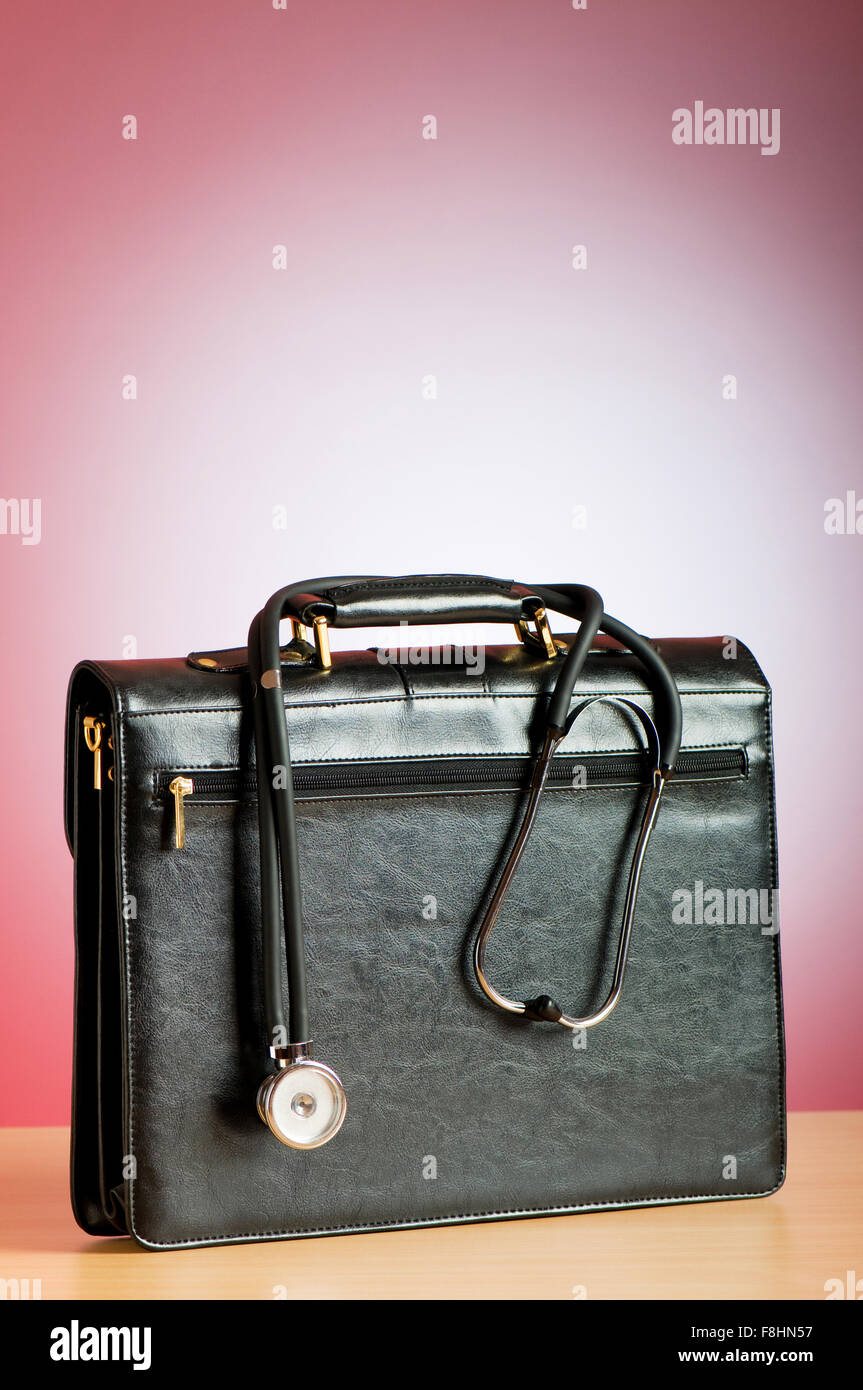 Doctor's case with stethoscope against colorful background Stock Photo ...