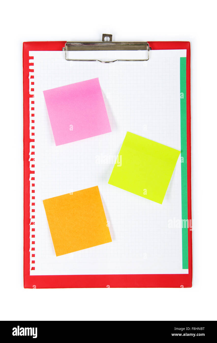 Open binder with reminder notes and blank page Stock Photo - Alamy