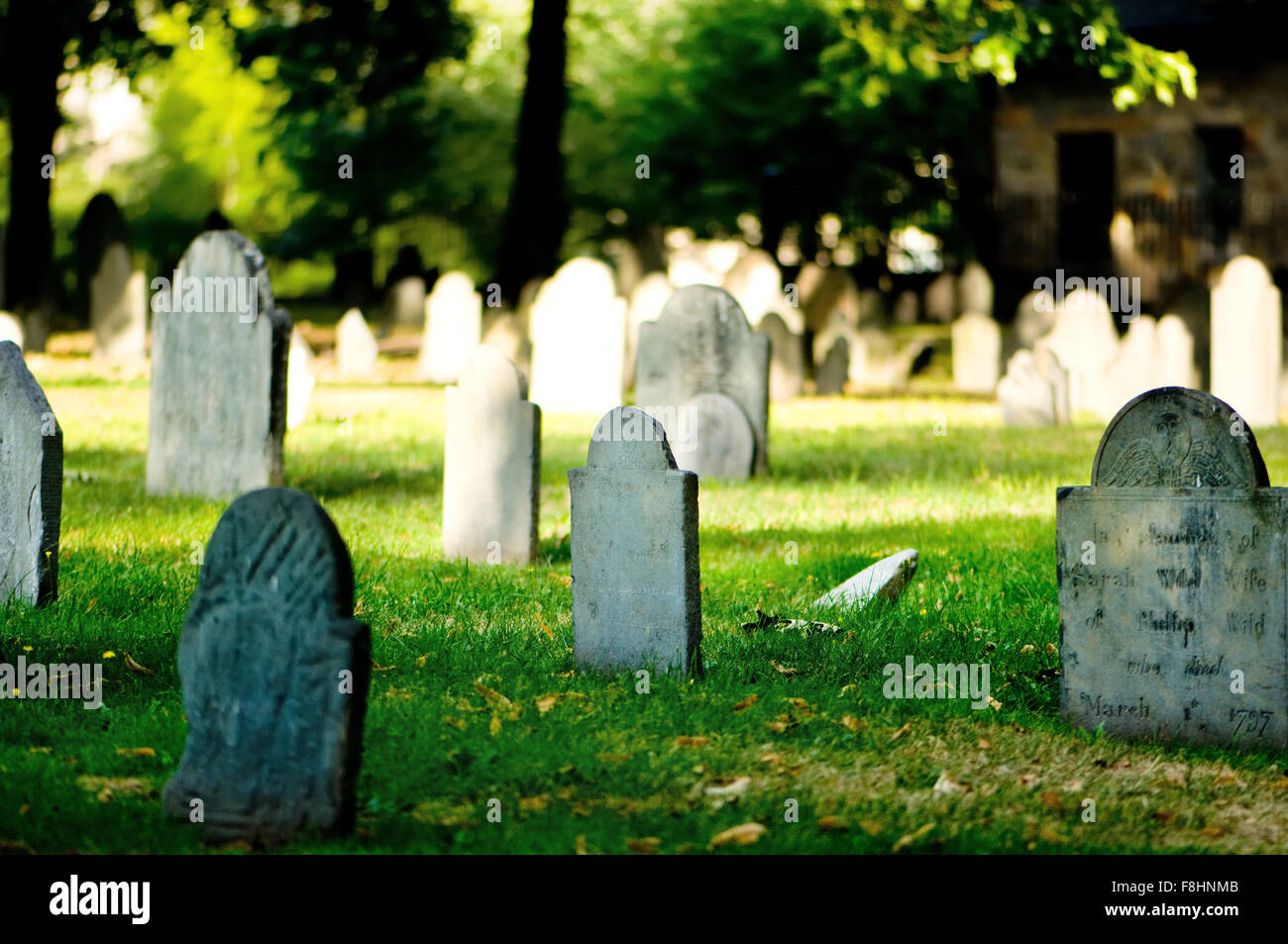 Cemetery with many tombstones on the bright day Stock Photo - Alamy