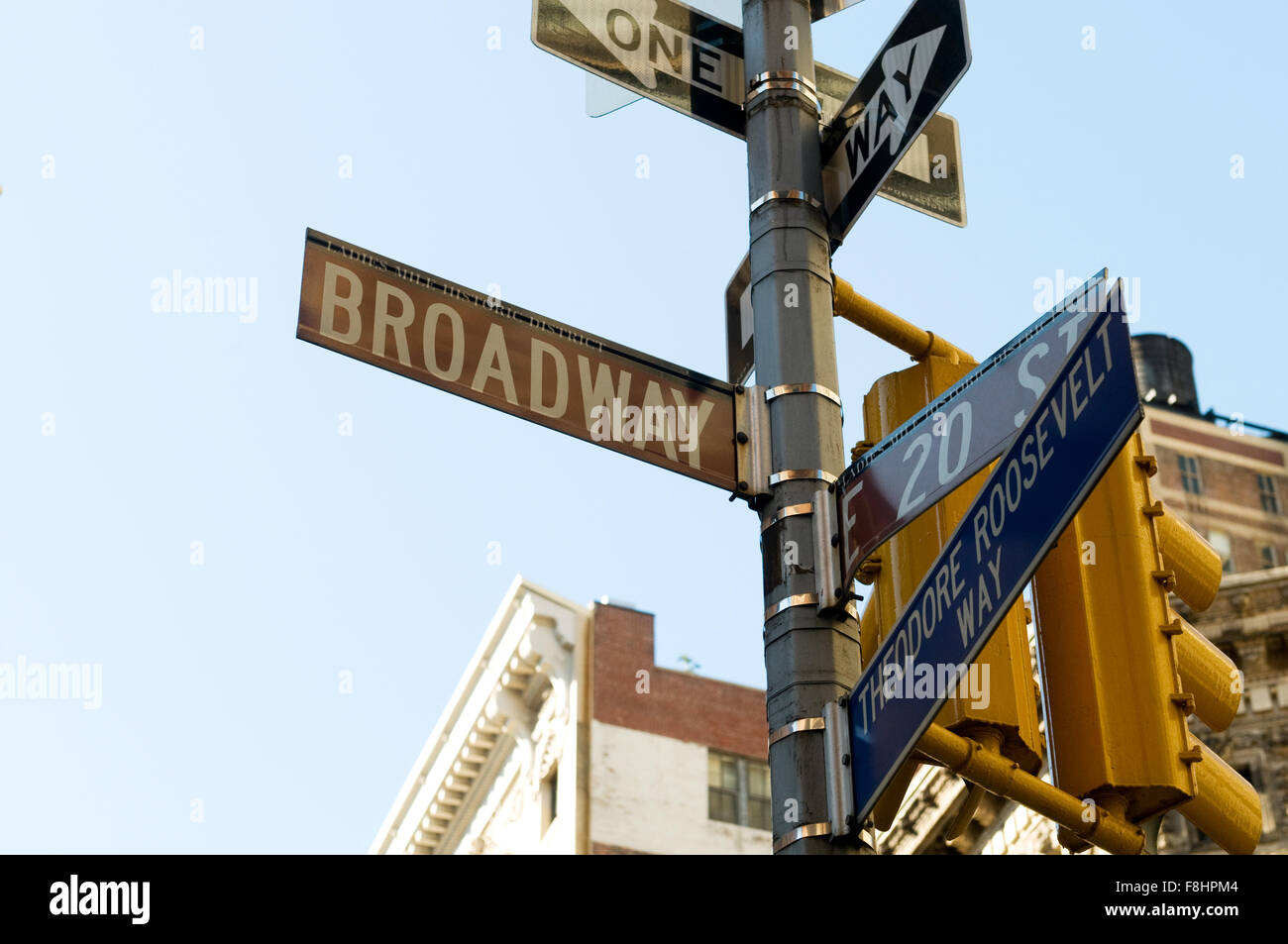 Famous broadway street signs in downtown New York Stock Photo - Alamy
