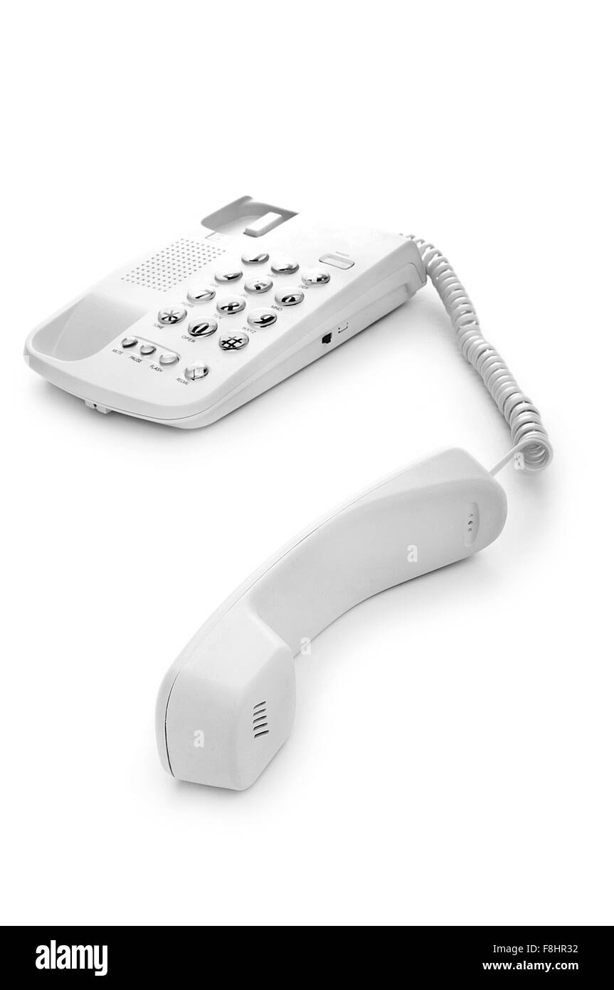 Office phone isolated on the white background Stock Photo - Alamy
