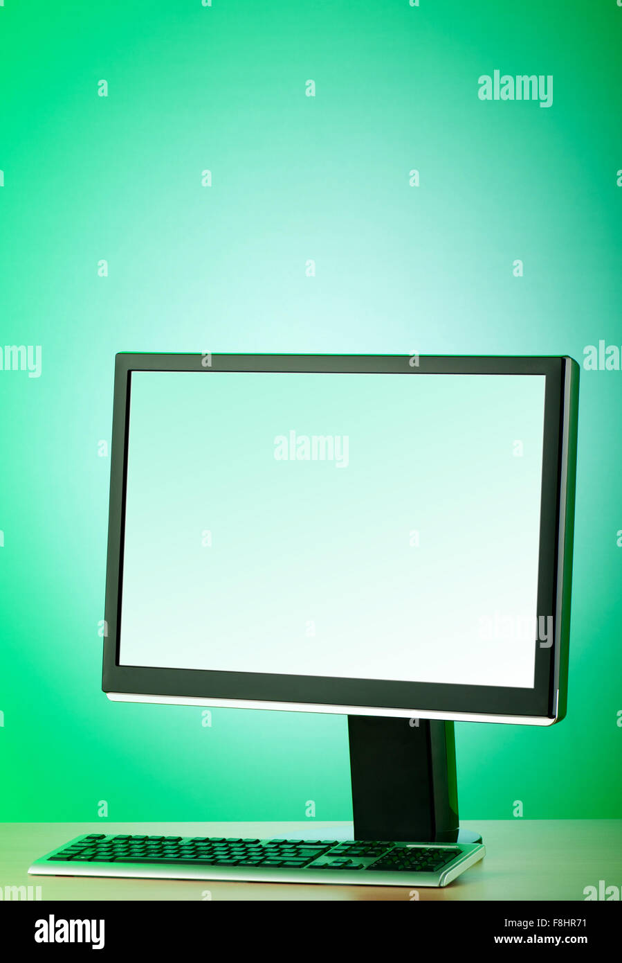Wide screen computer monitor against colorful background Stock Photo ...