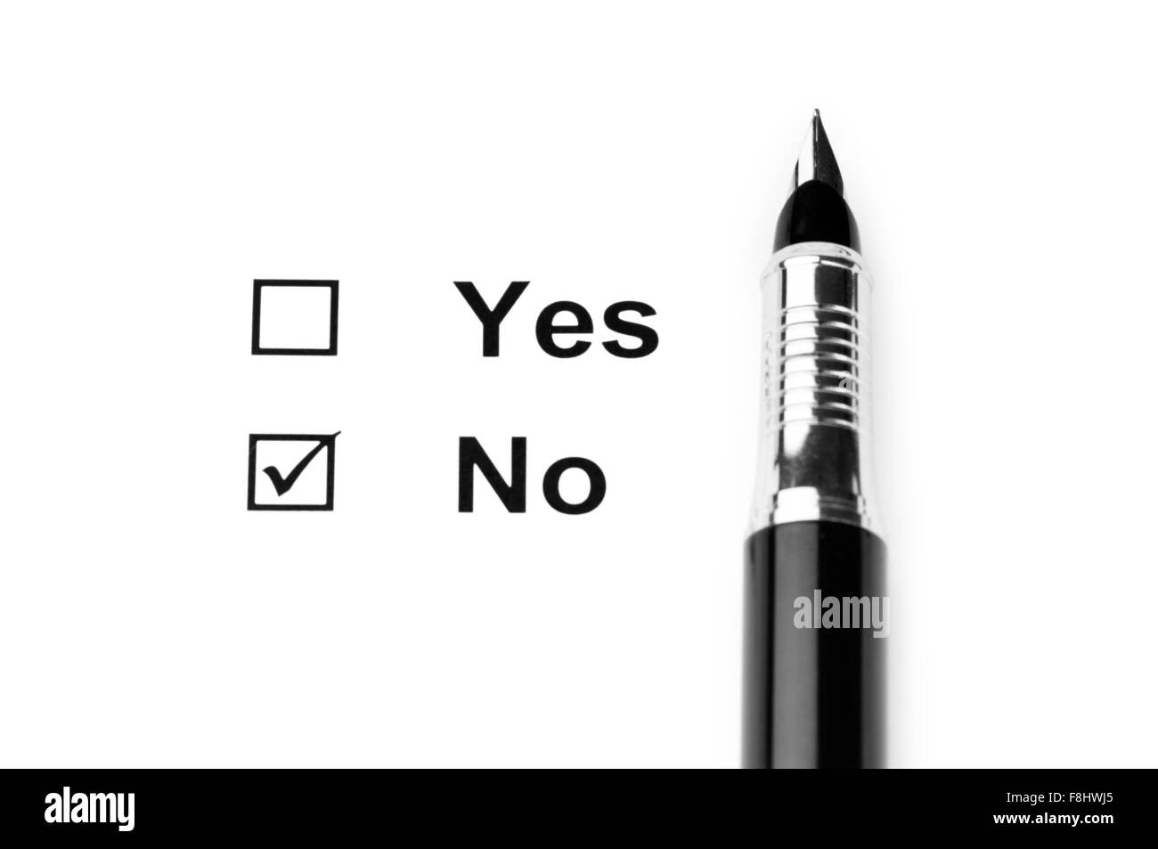 Tick with pen Black and White Stock Photos & Images - Alamy