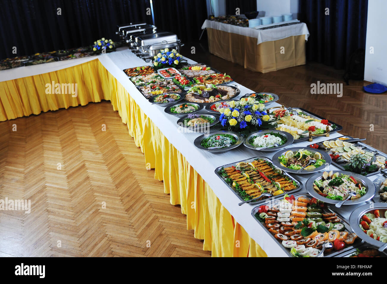 buffet catering food arangement on table Stock Photo - Alamy