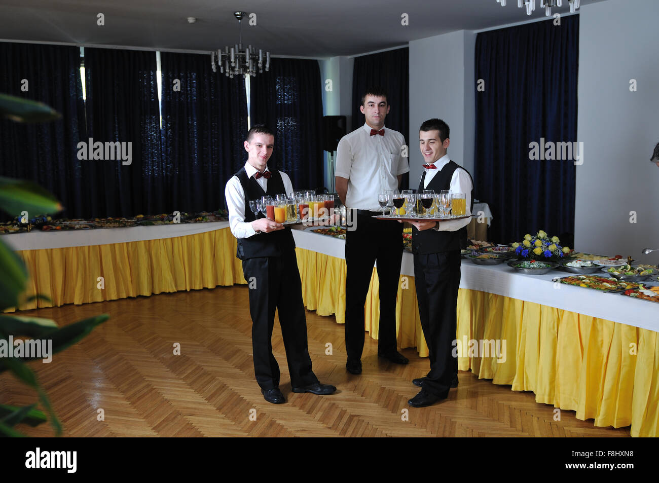 catering buffet food party preparation man Stock Photo - Alamy
