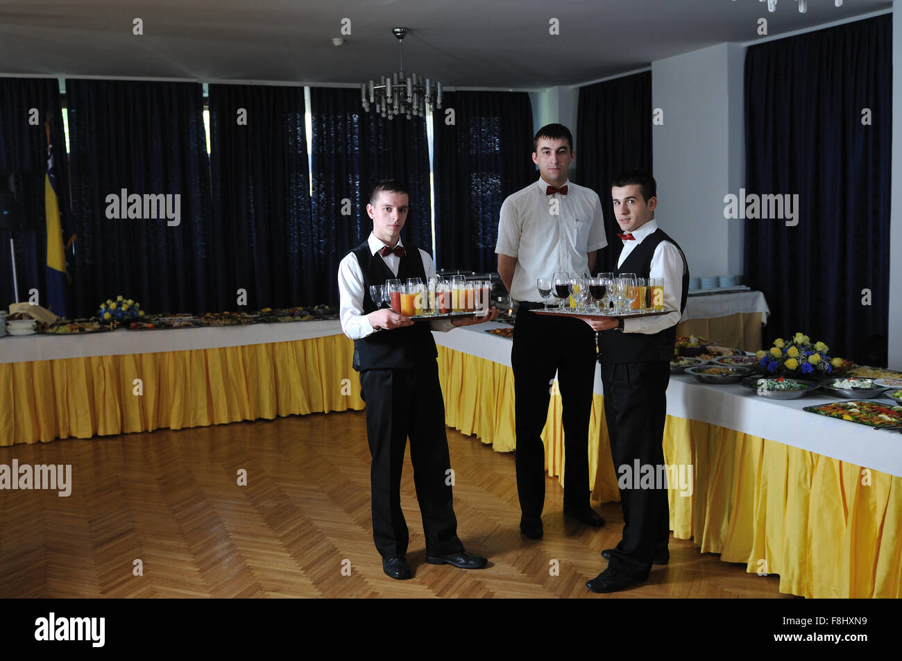 catering buffet food party preparation man Stock Photo - Alamy