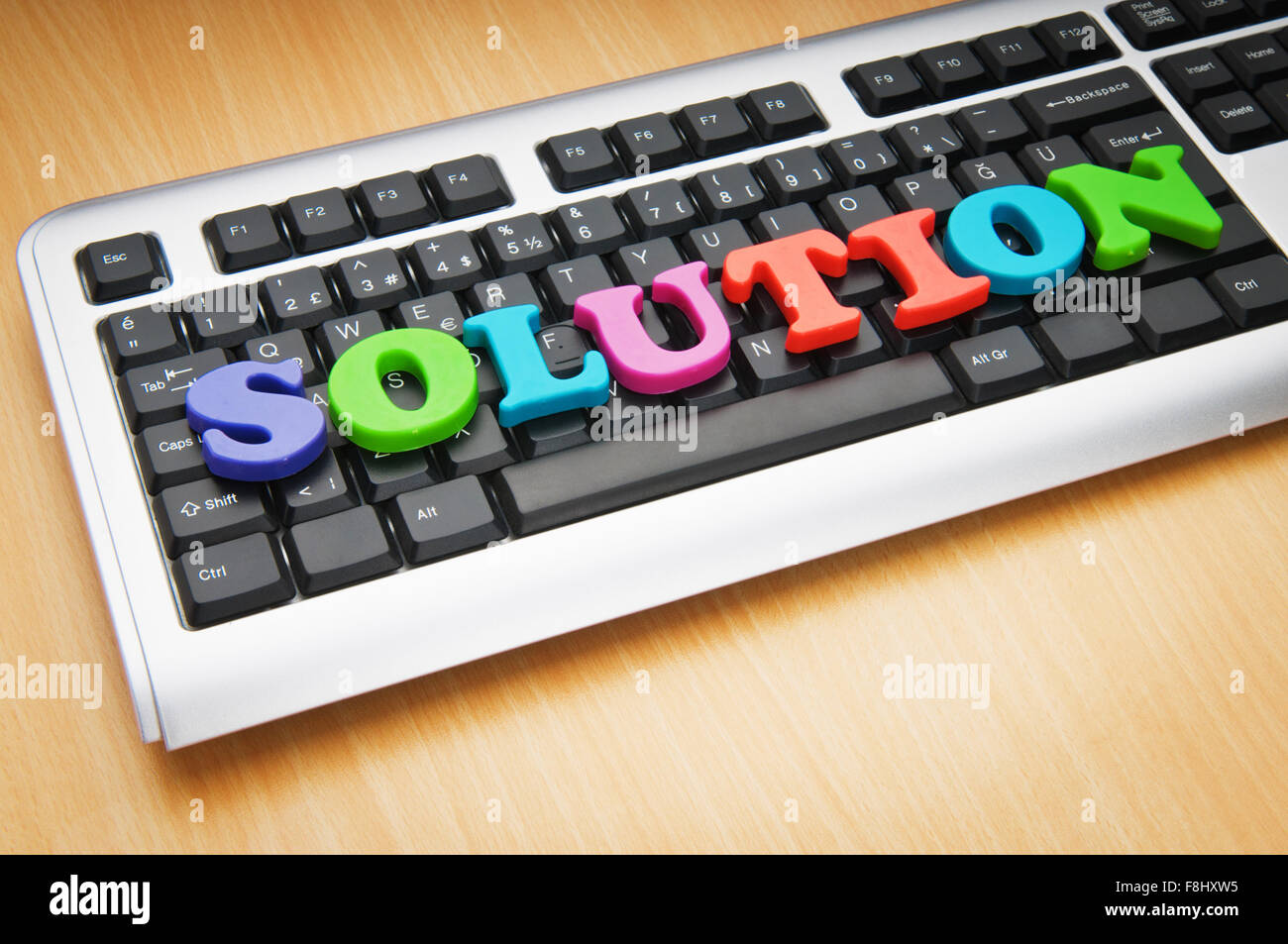 Solution concept with keyboard Stock Photo - Alamy