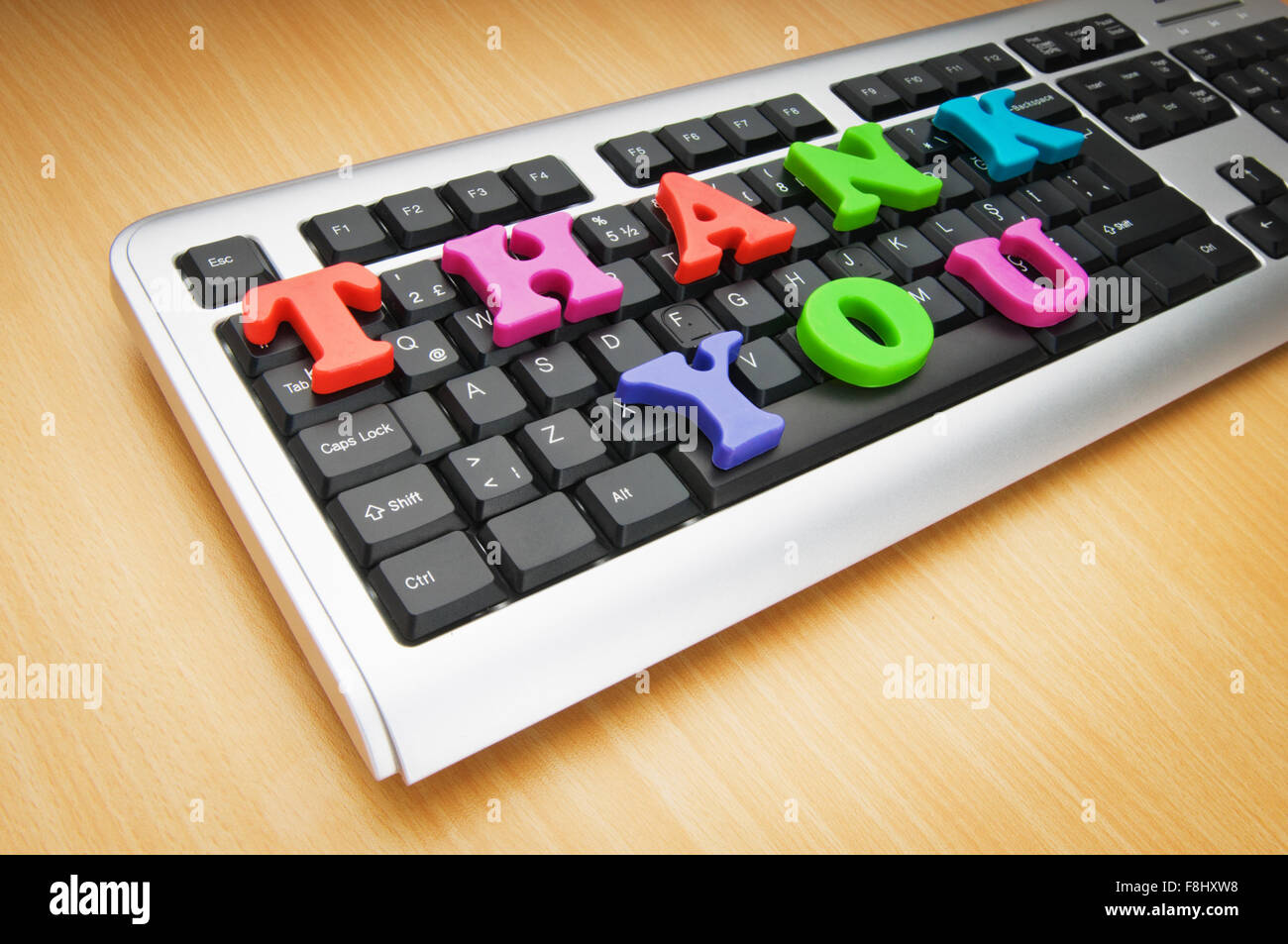 Thank you message on the keyboard Stock Photo - Alamy