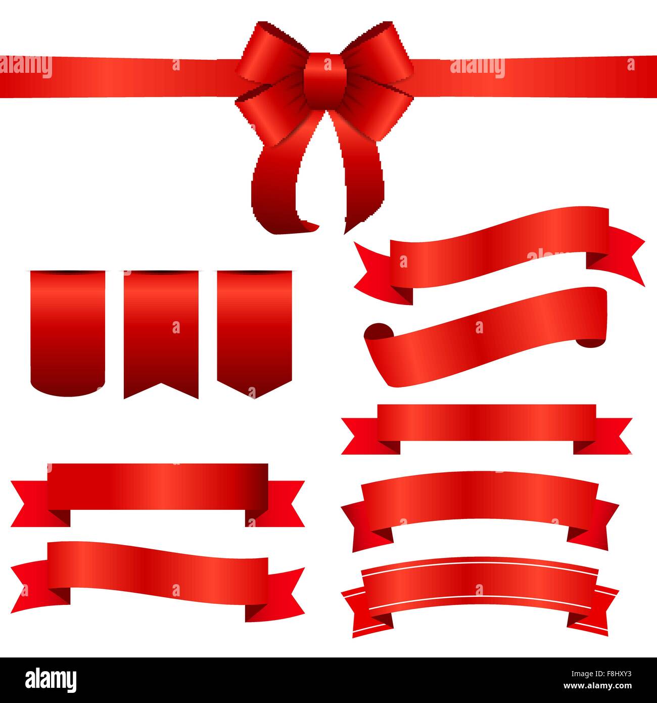 Red Ribbon and Bow Set. Vector illustration Stock Vector Image & Art ...
