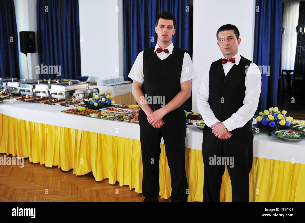 catering buffet food party preparation man Stock Photo - Alamy