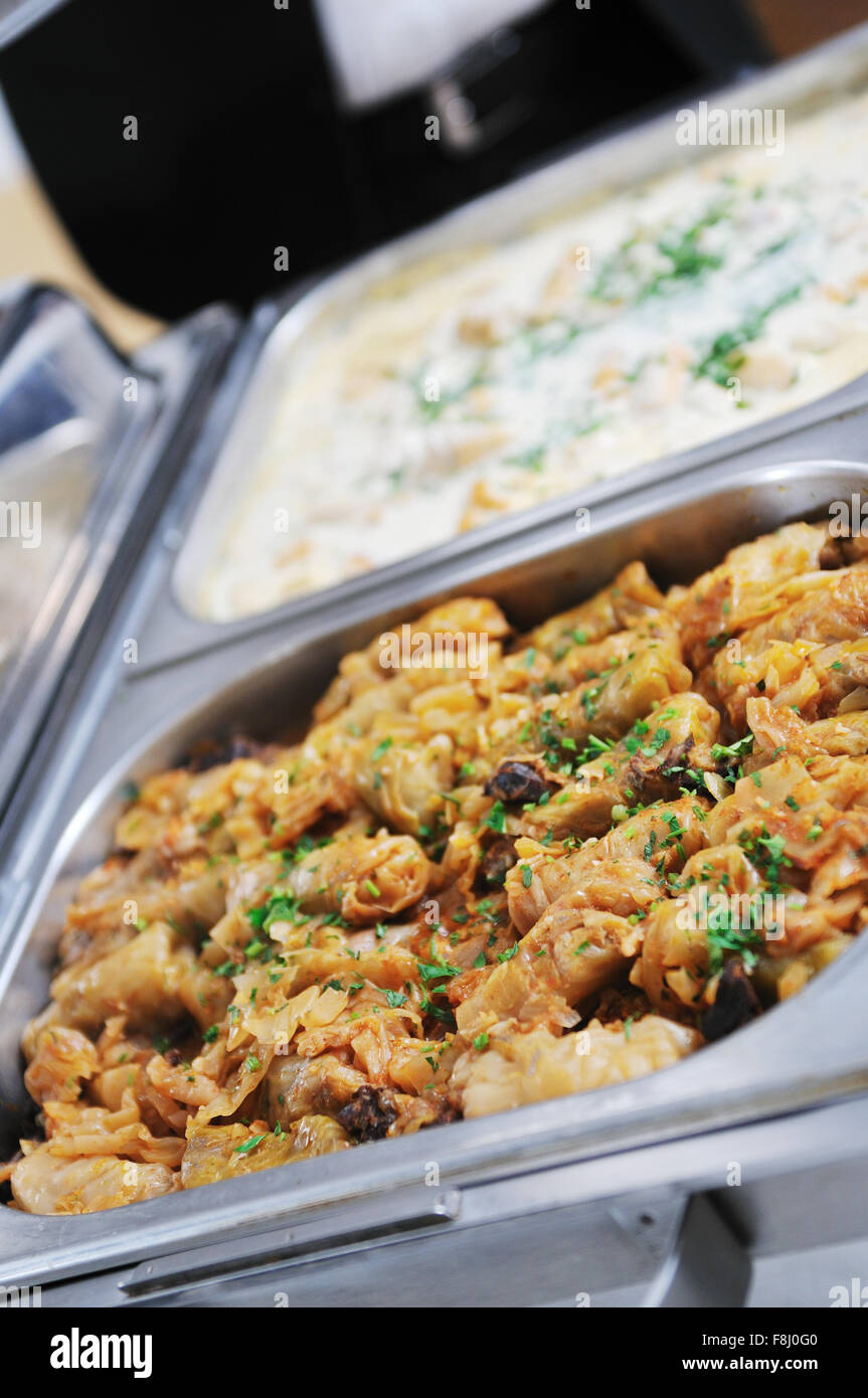 buffet catering food arangement on table Stock Photo - Alamy