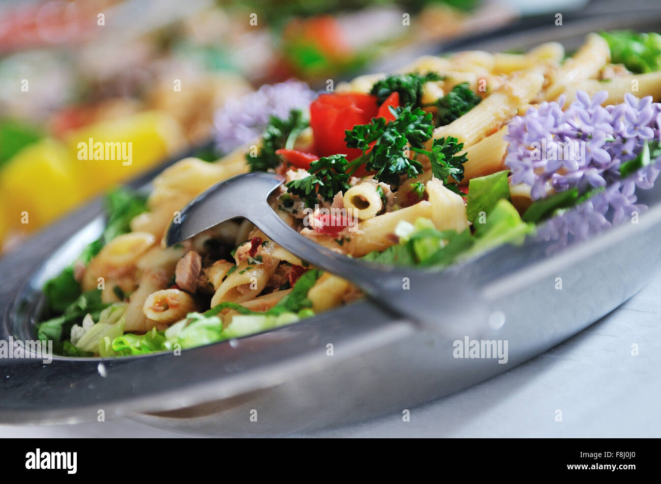 buffet catering food arangement on table Stock Photo - Alamy