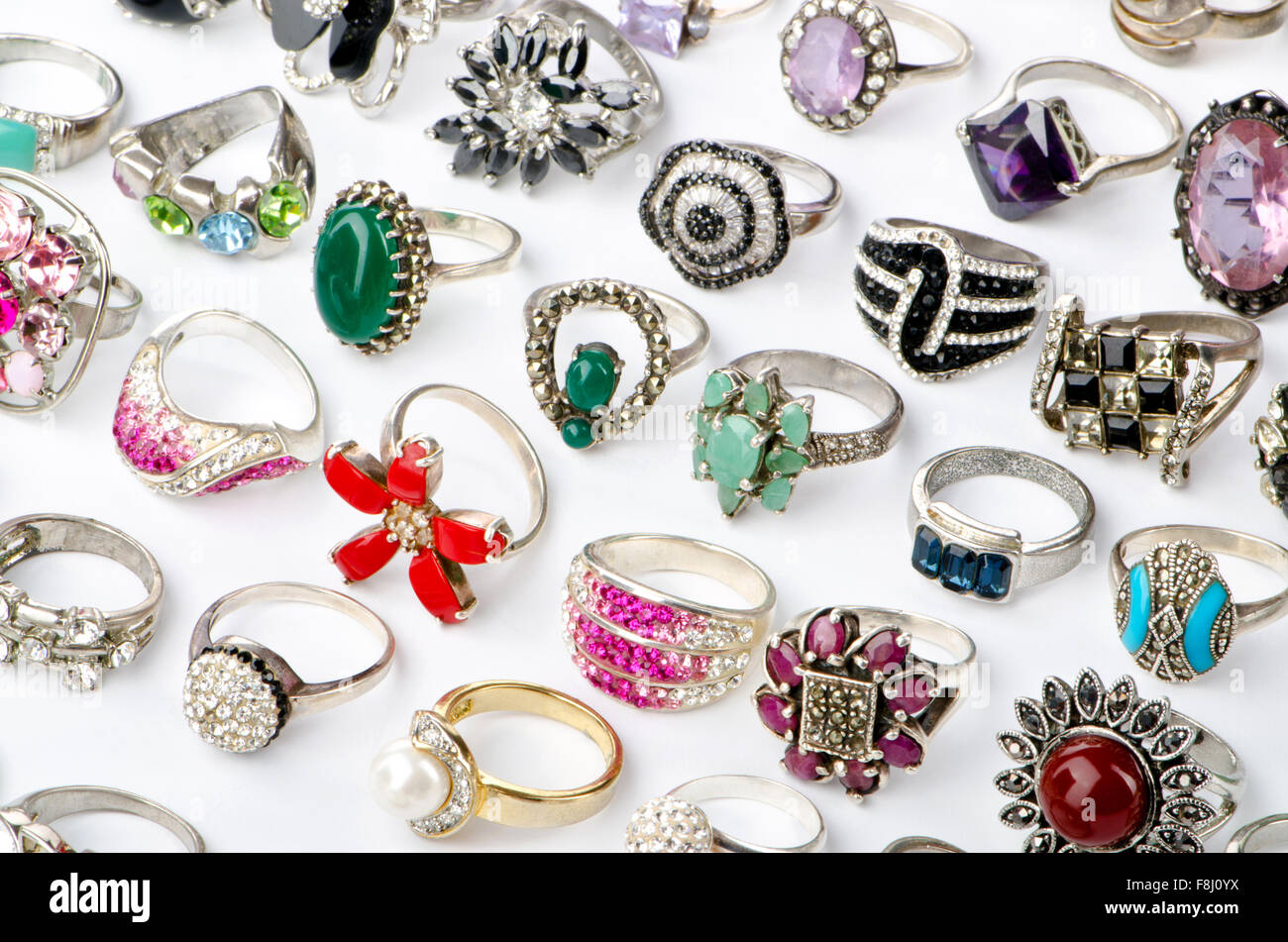 Selection of many precious rings Stock Photo - Alamy
