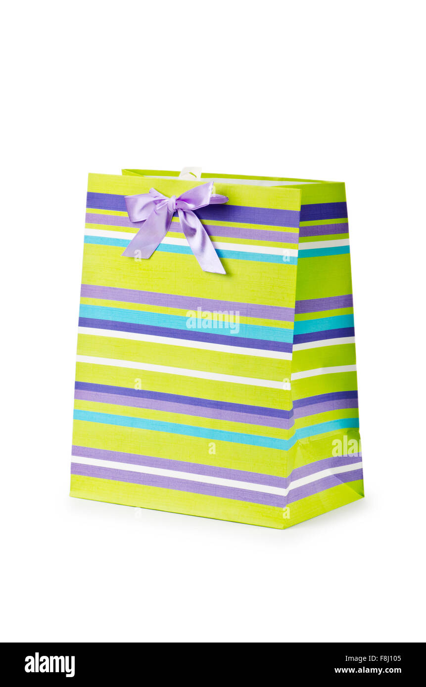 Shopping concept with bag on white Stock Photo - Alamy