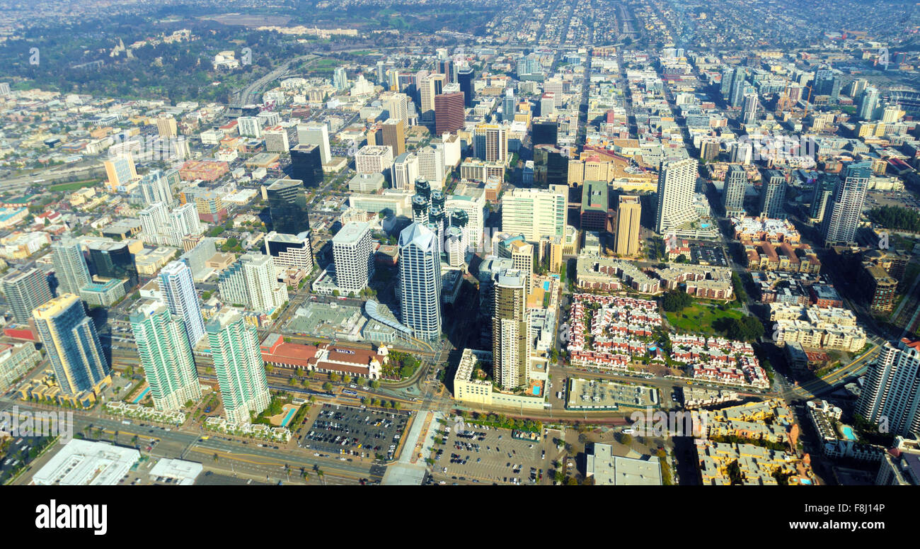Aerial view of Downtown San Diego, Southern California, United States ...