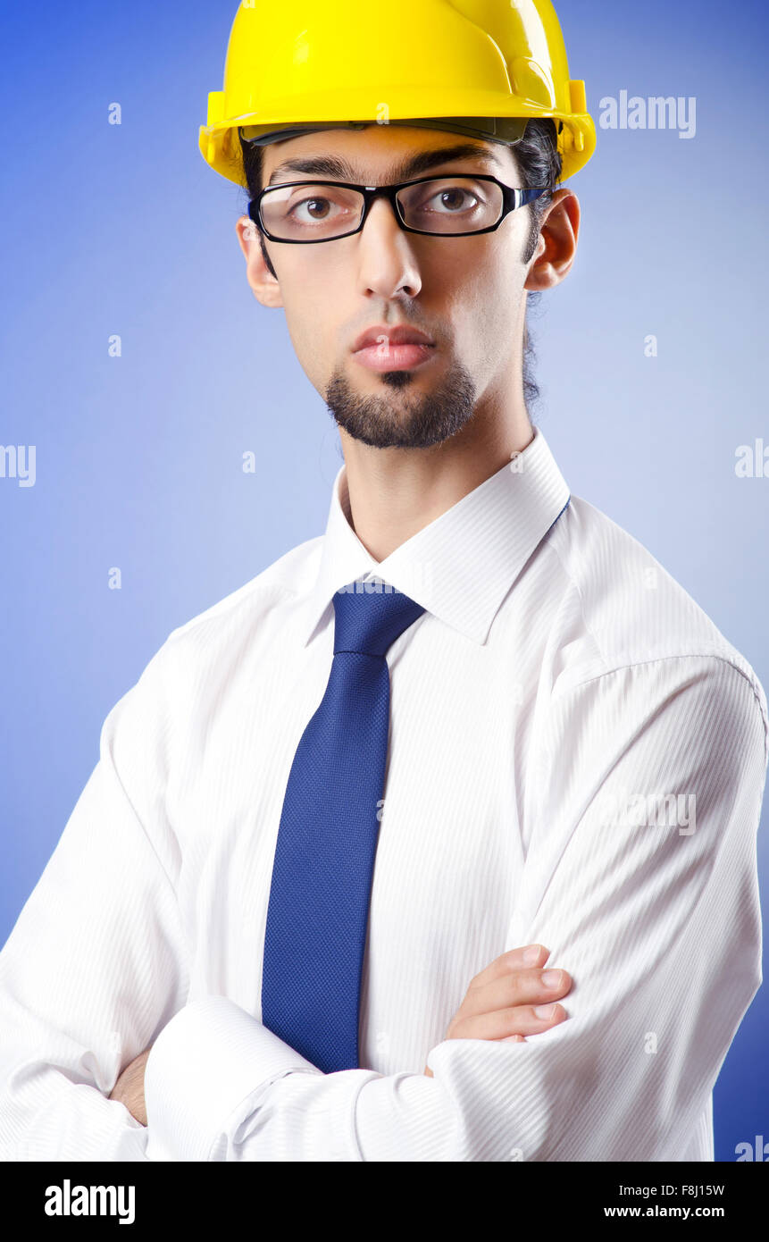 Young engineer wearing hard hat Stock Photo - Alamy