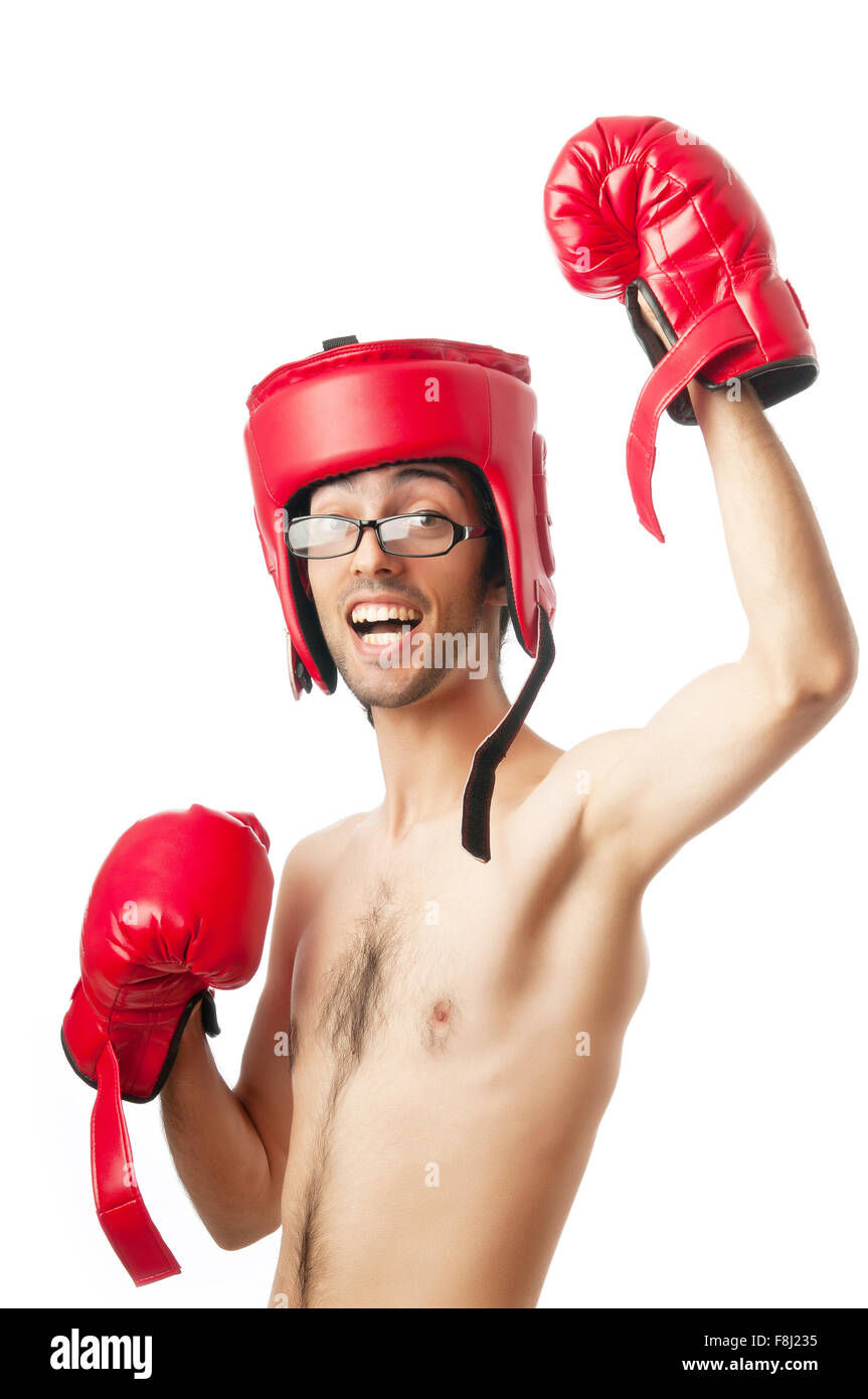 Funny boxer isolated on white Stock Photo - Alamy