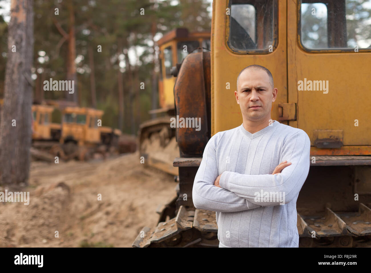 Cut trees bulldozer hi-res stock photography and images - Alamy