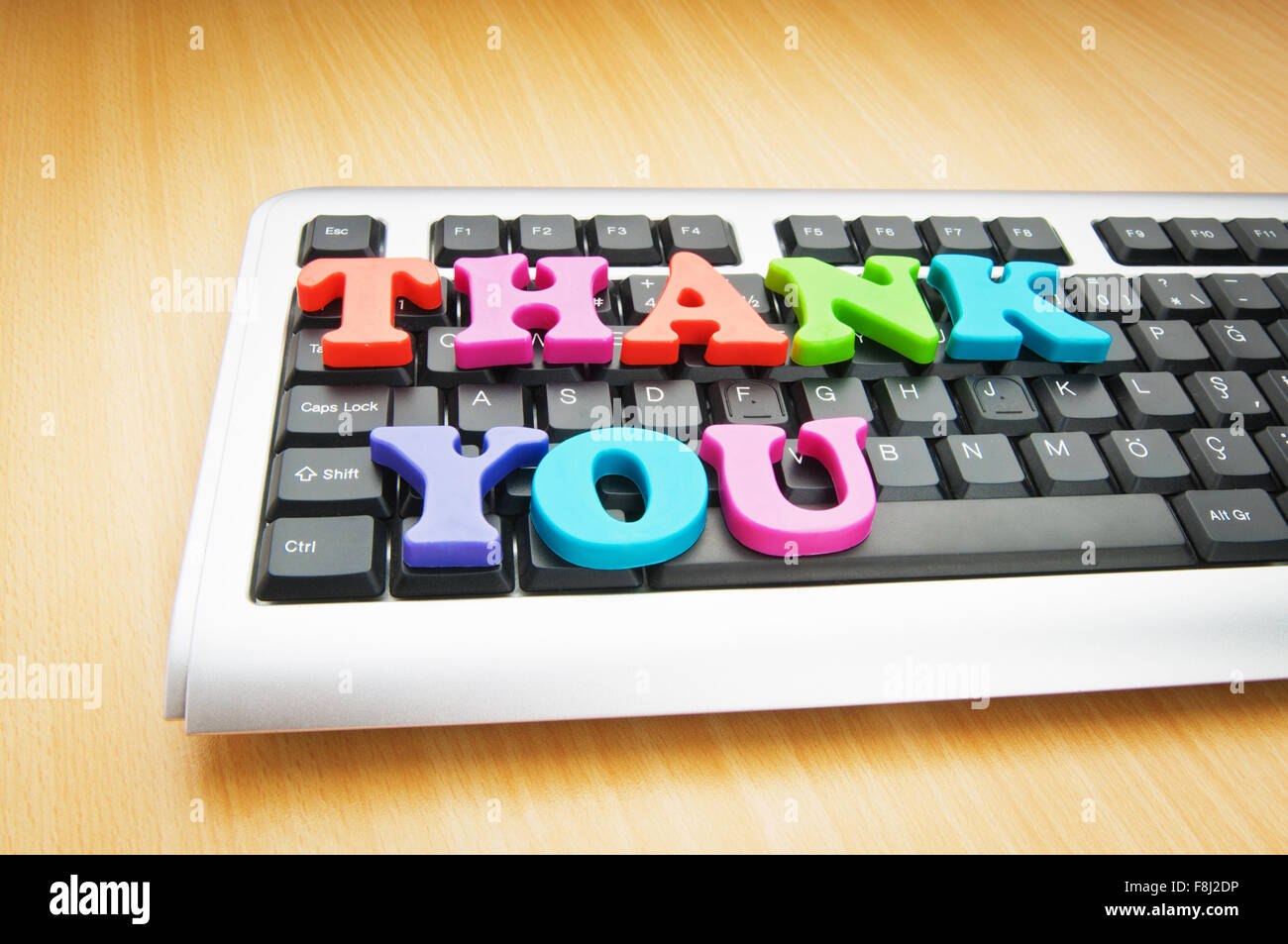 Thank you message on the keyboard Stock Photo - Alamy