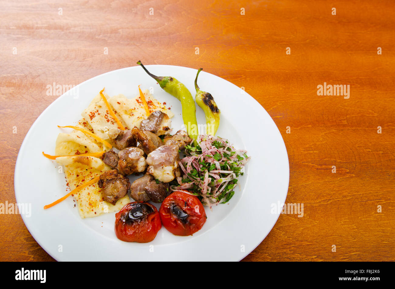 Meat cuisine - kebab served in plate Stock Photo - Alamy