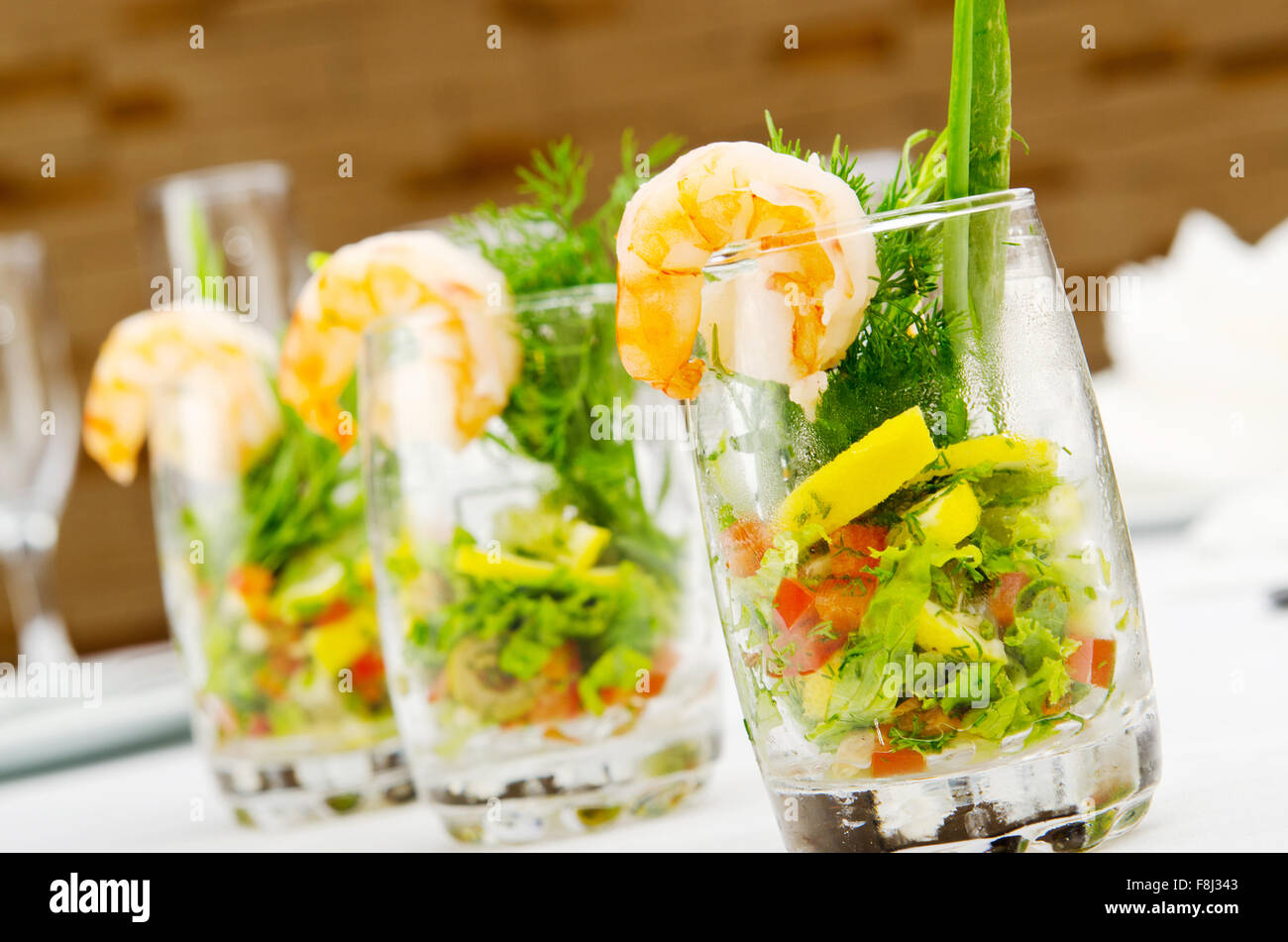 Prawns served in glasses Stock Photo - Alamy